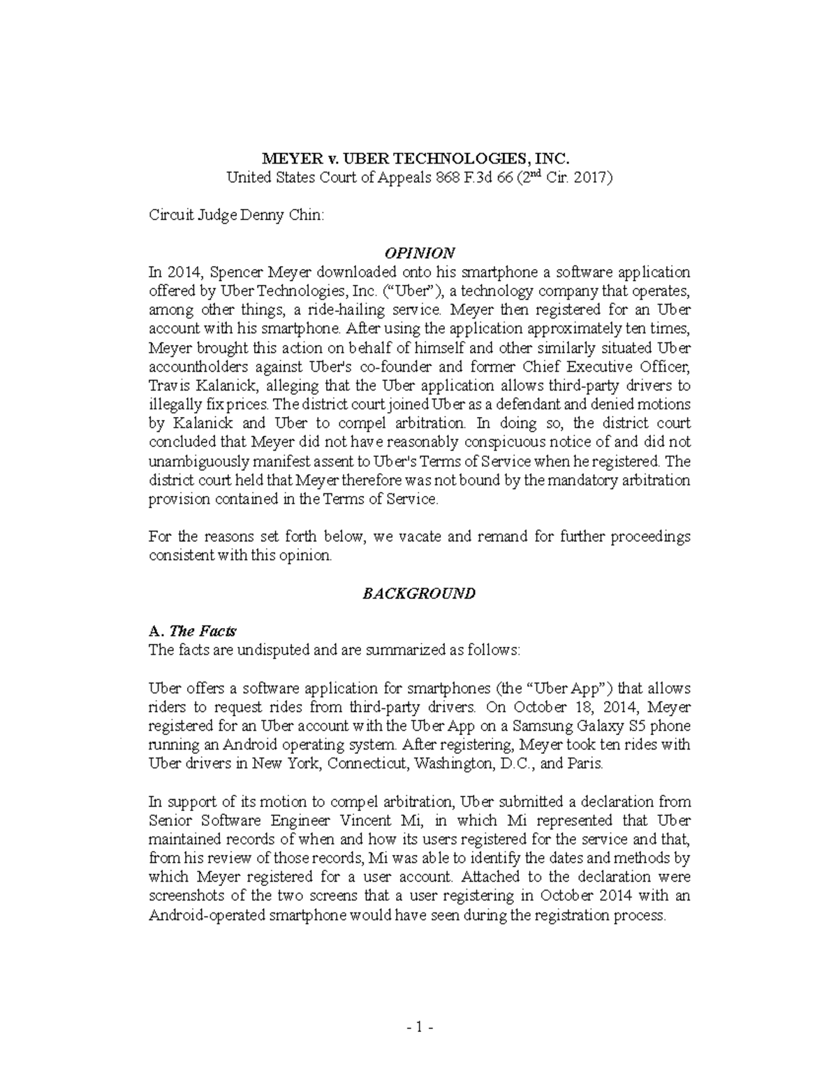 Meyer v. Uber Technologies, Inc - MEYER v. UBER TECHNOLOGIES, INC ...