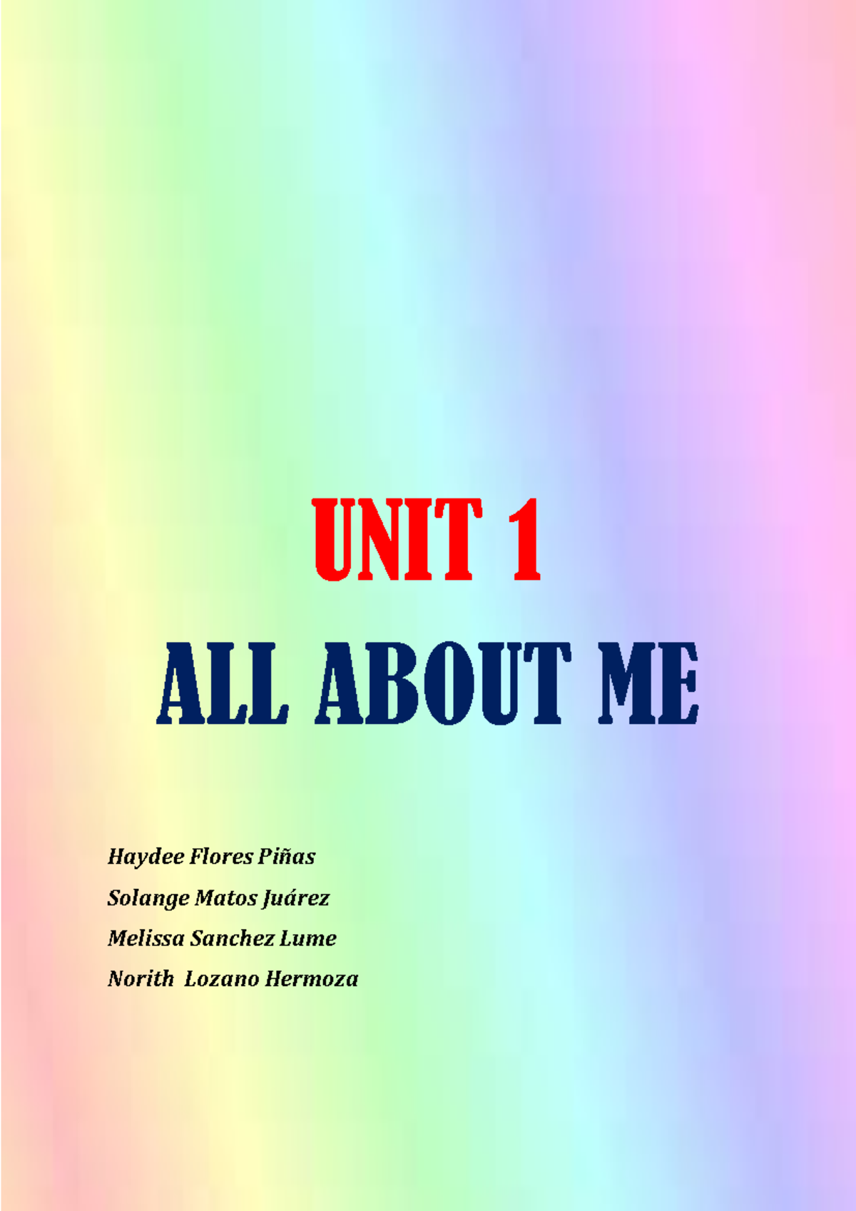 UNIT-01- Inglés - Tarea avances - UNIT 1 ALL ABOUT ME Haydee Flores ...