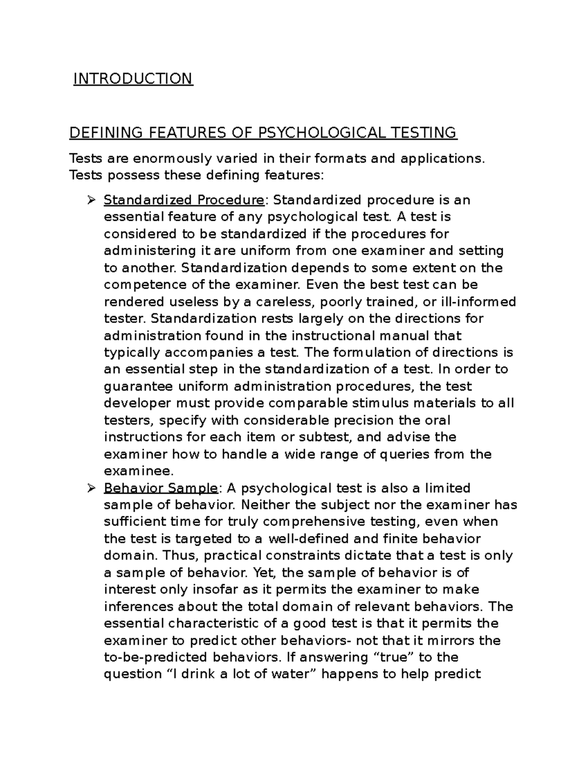 Introduction OF Psych Practical - INTRODUCTION DEFINING FEATURES OF ...