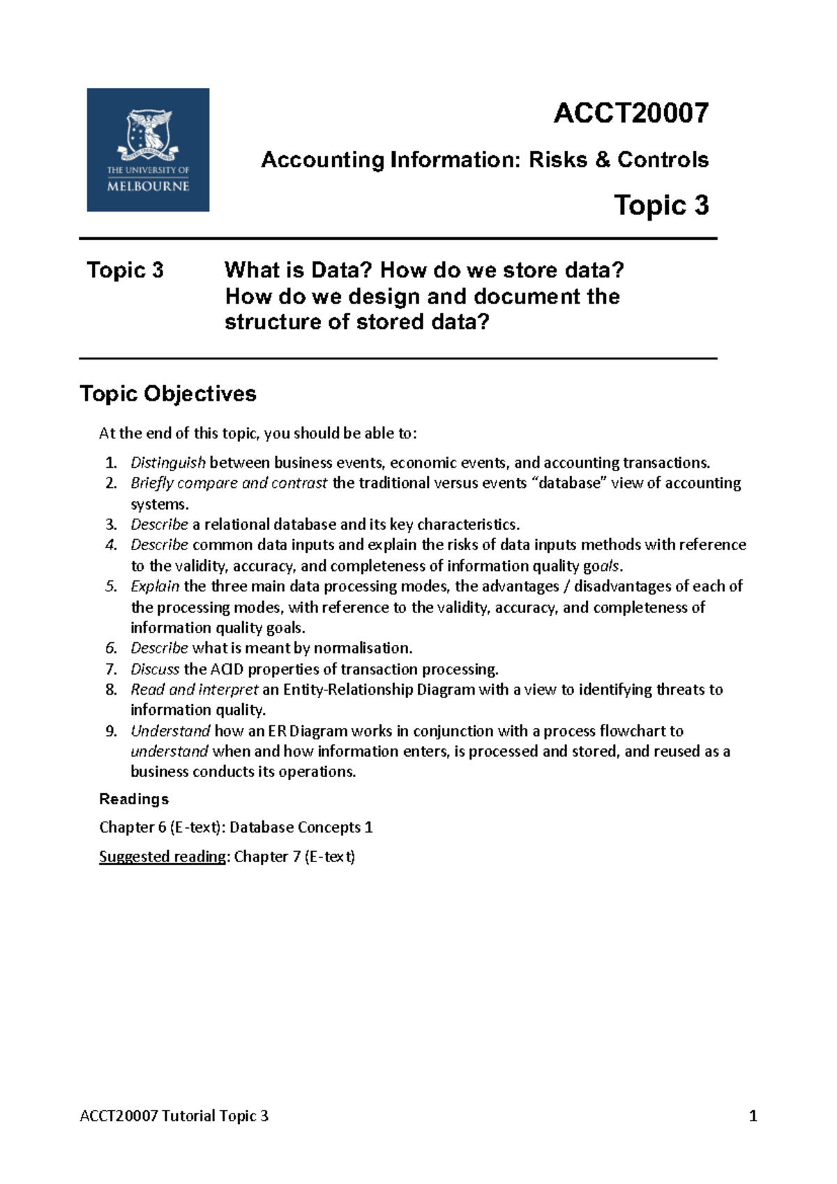ACCT2000 7 Tutorial Topic 3 - Student Version-7 -545502985 - ACCT ...