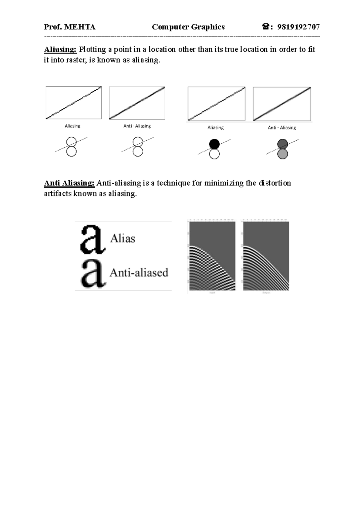 Anti Aliasing For Exam Preparation Aliasing Plotting A Point In A