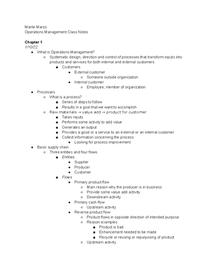 Chapter 12 Notes - Professor Arthur Hudson - Operations Management ...