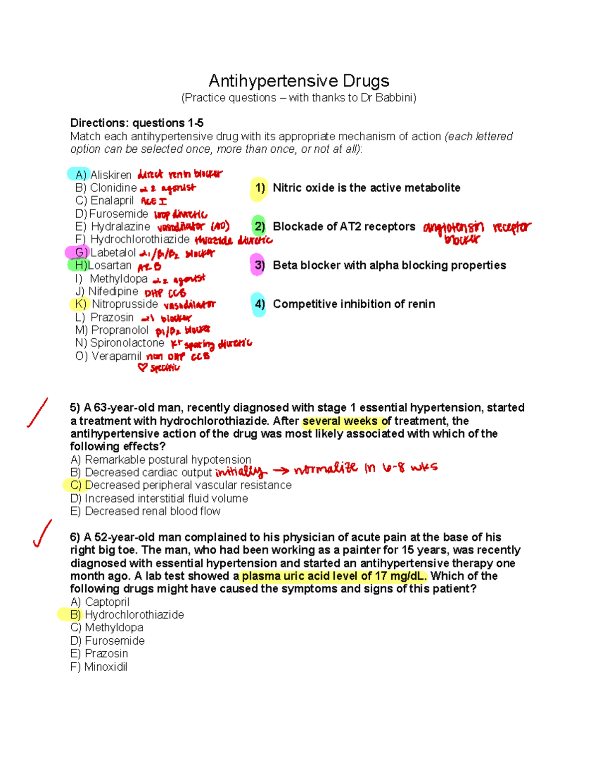 Antihypertensive Drugs Questions 2021 - Antihypertensive Drugs ...