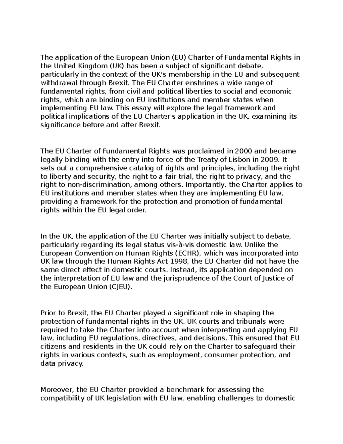 The application of the EU CHARTER - The application of the European ...