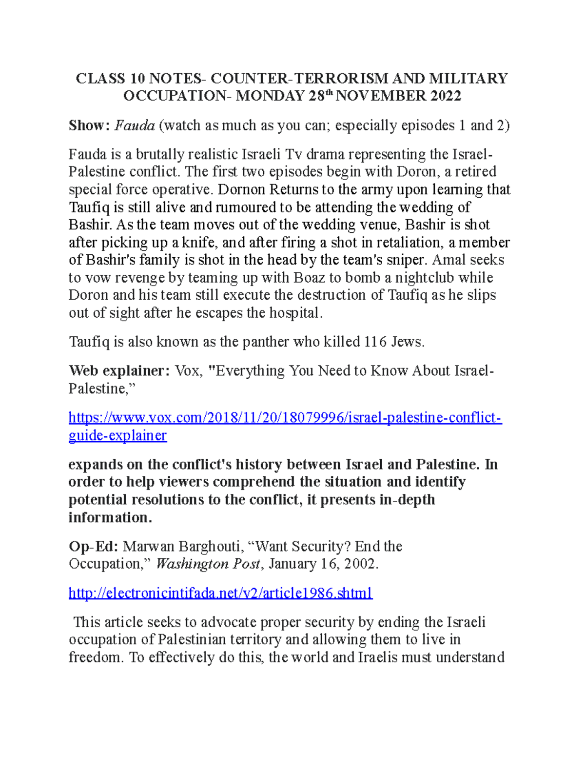 Class 10 Notes - CLASS 10 NOTES- COUNTER-TERRORISM AND MILITARY ...