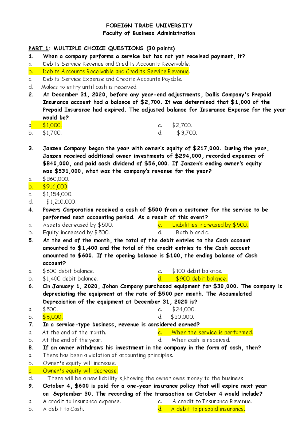 1CLC Midterm exam 2021 with key - FOREIGN TRADE UNIVERSITY Faculty of ...