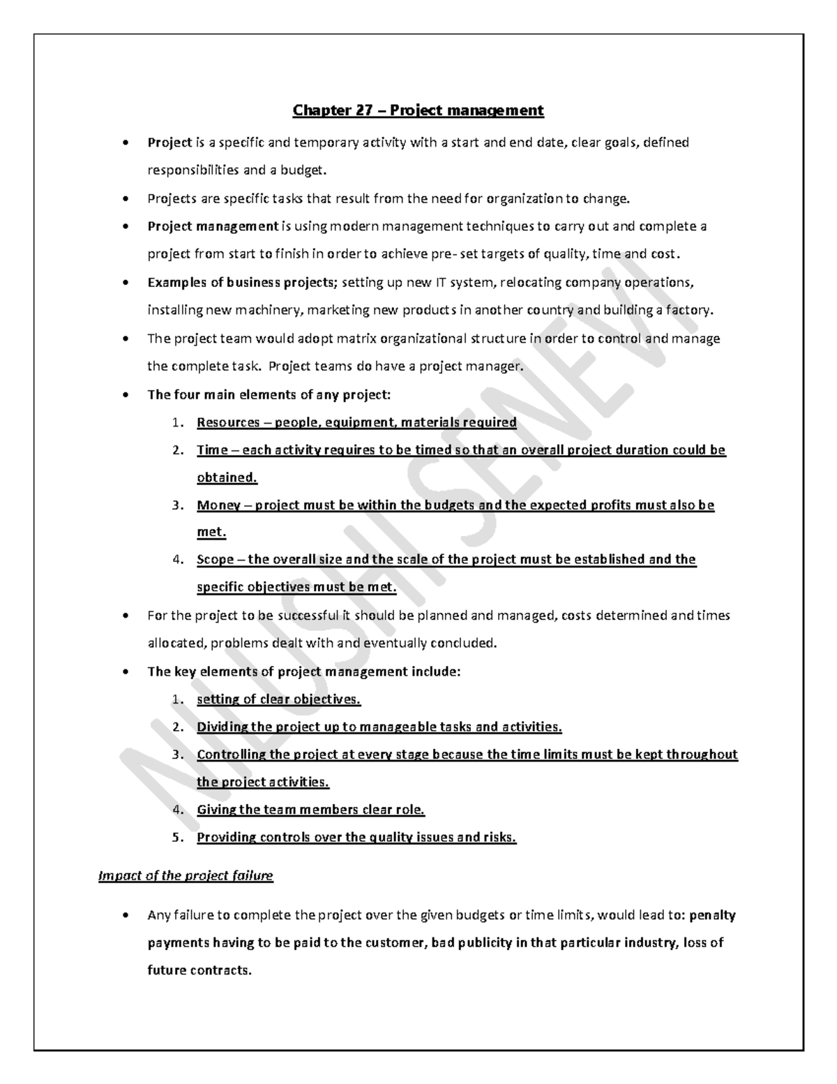 Chapter 27 - A2 - Project Managment - Chapter 27 – Project management ...