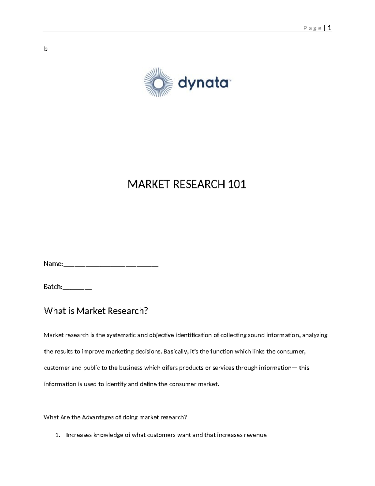 Market Research Manual 2023 9 2 - b MARKET RESEARCH 101 Name