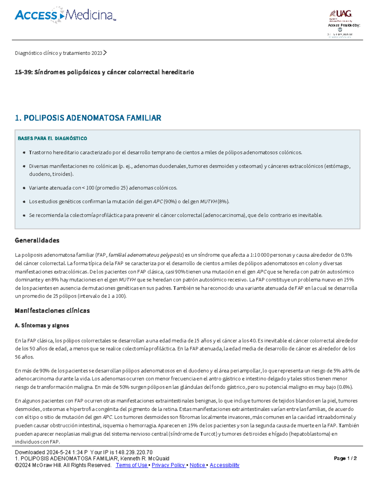1. Poliposis Adenomatosa Familiar - Diagnóstico clínico y tratamiento ...