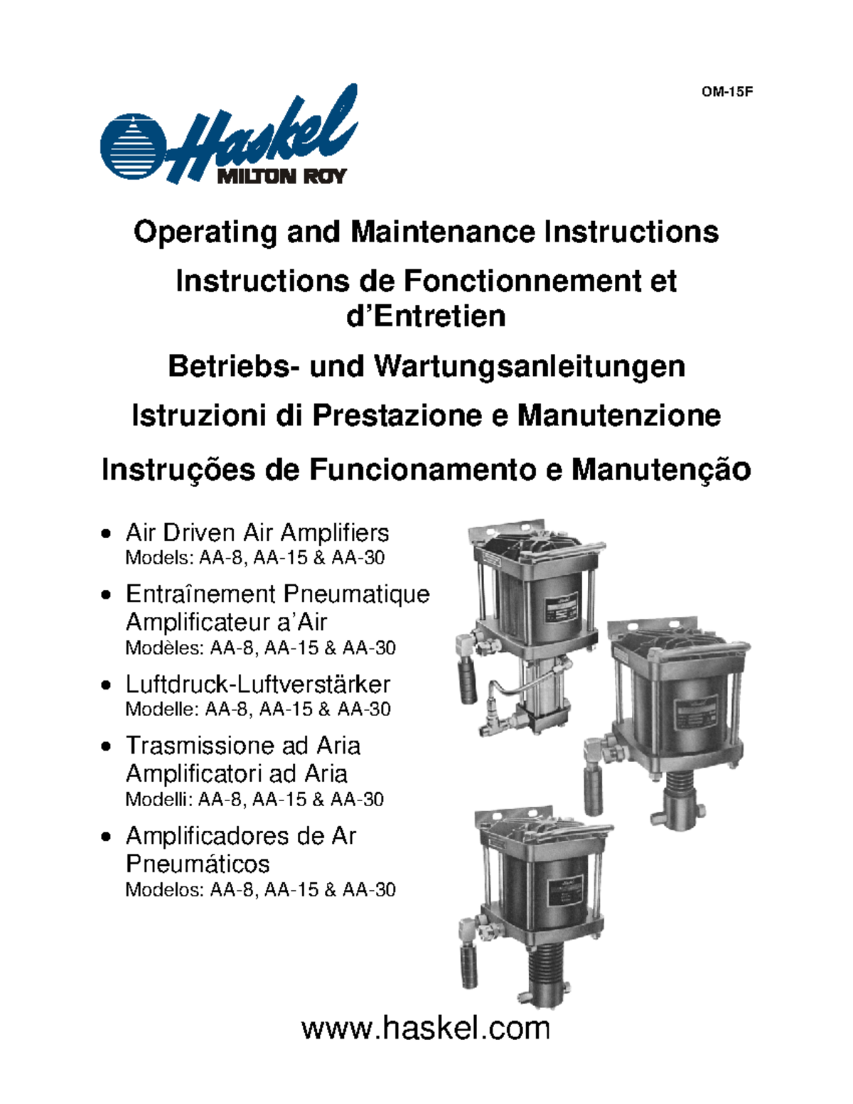 Air-amplifier-models-aa-8-aa-15-aa-30-french - OM-15F haskel Operating and Maintenance ...