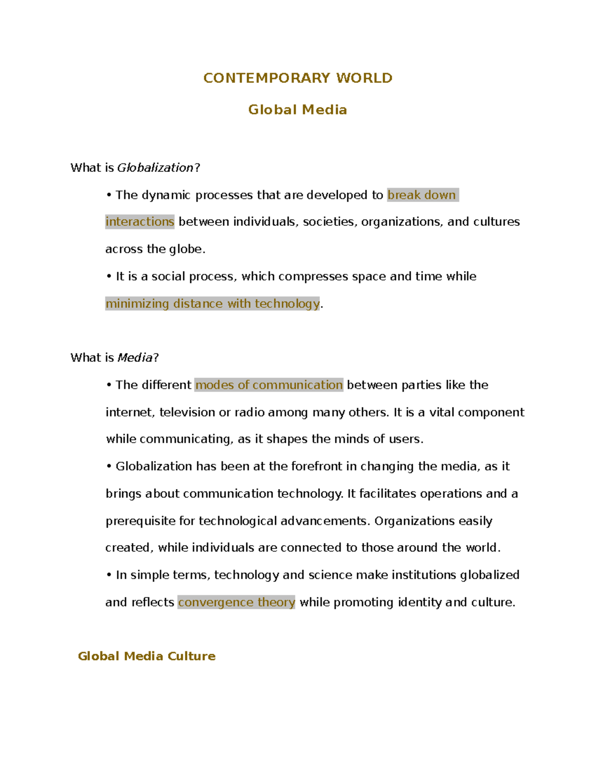 Contemporary World Module 2 - The Contemporary World - Studocu