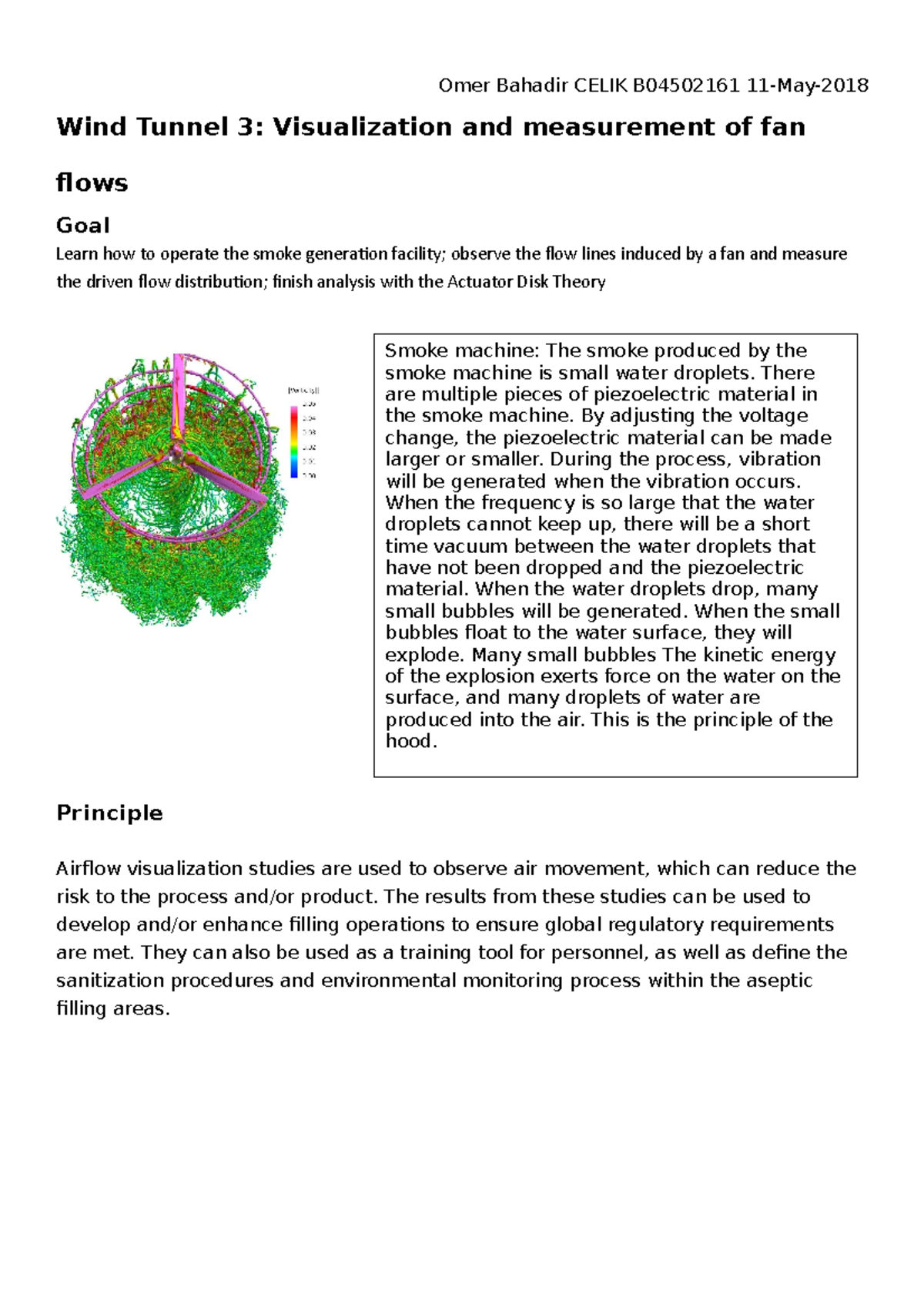 Report 6 Wind Tunnel 3: Visualization and measurement of fan flows ...