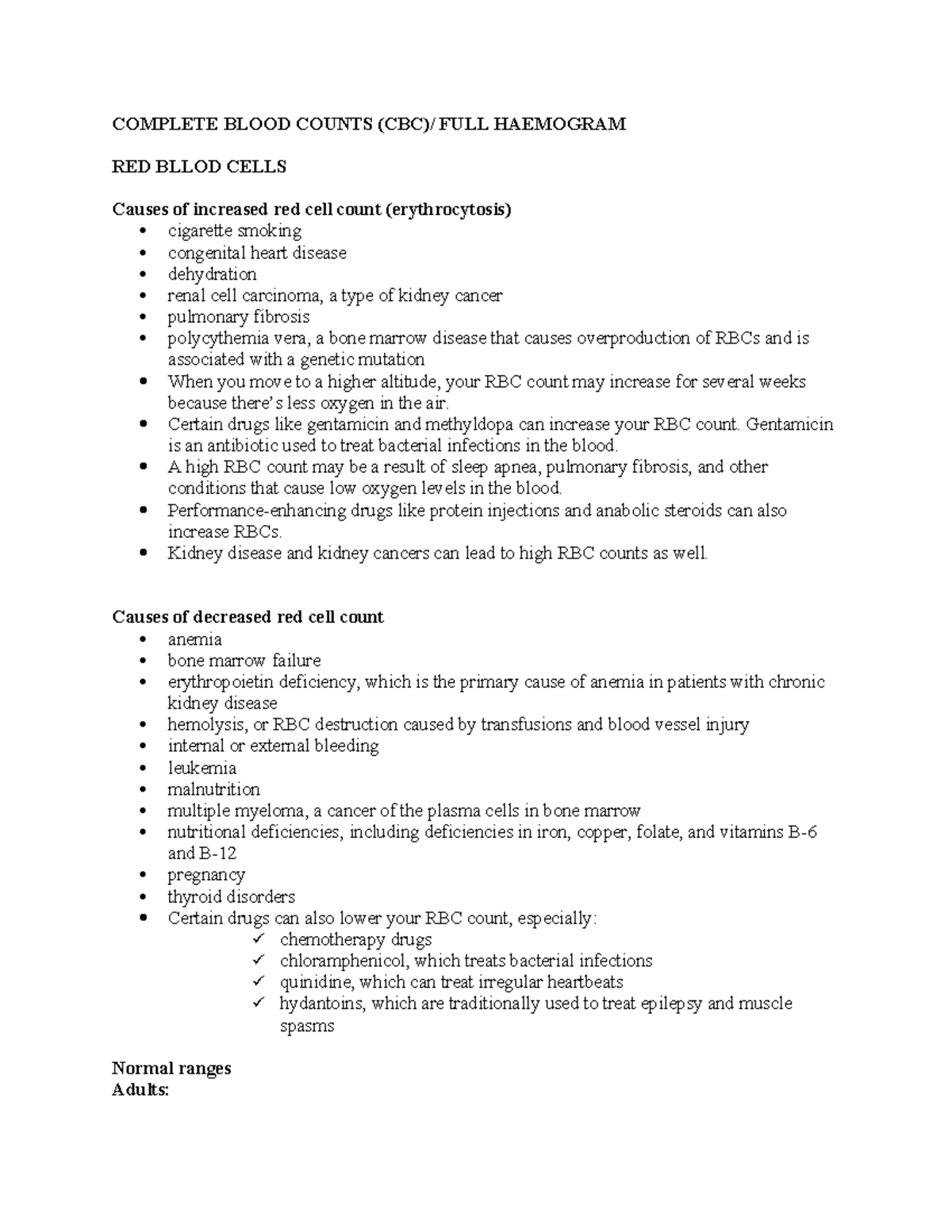 Complete Blood Count- FULL Haemogram - COMPLETE BLOOD COUNTS (CBC ...