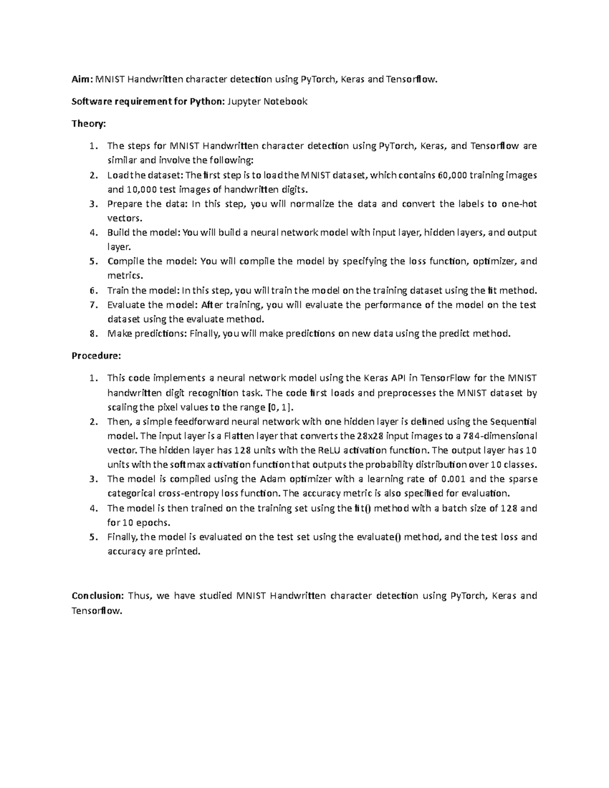 Expt-13 - Aim: MNIST Handwritten character detection using PyTorch ...