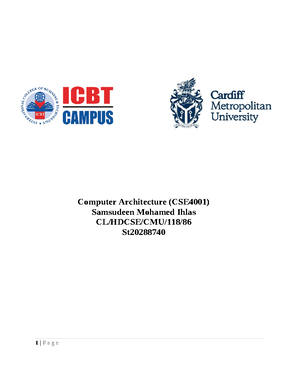 CA task 1 110 plan - computer architecture - Assignment Cover Sheet Qualification Module Number ...