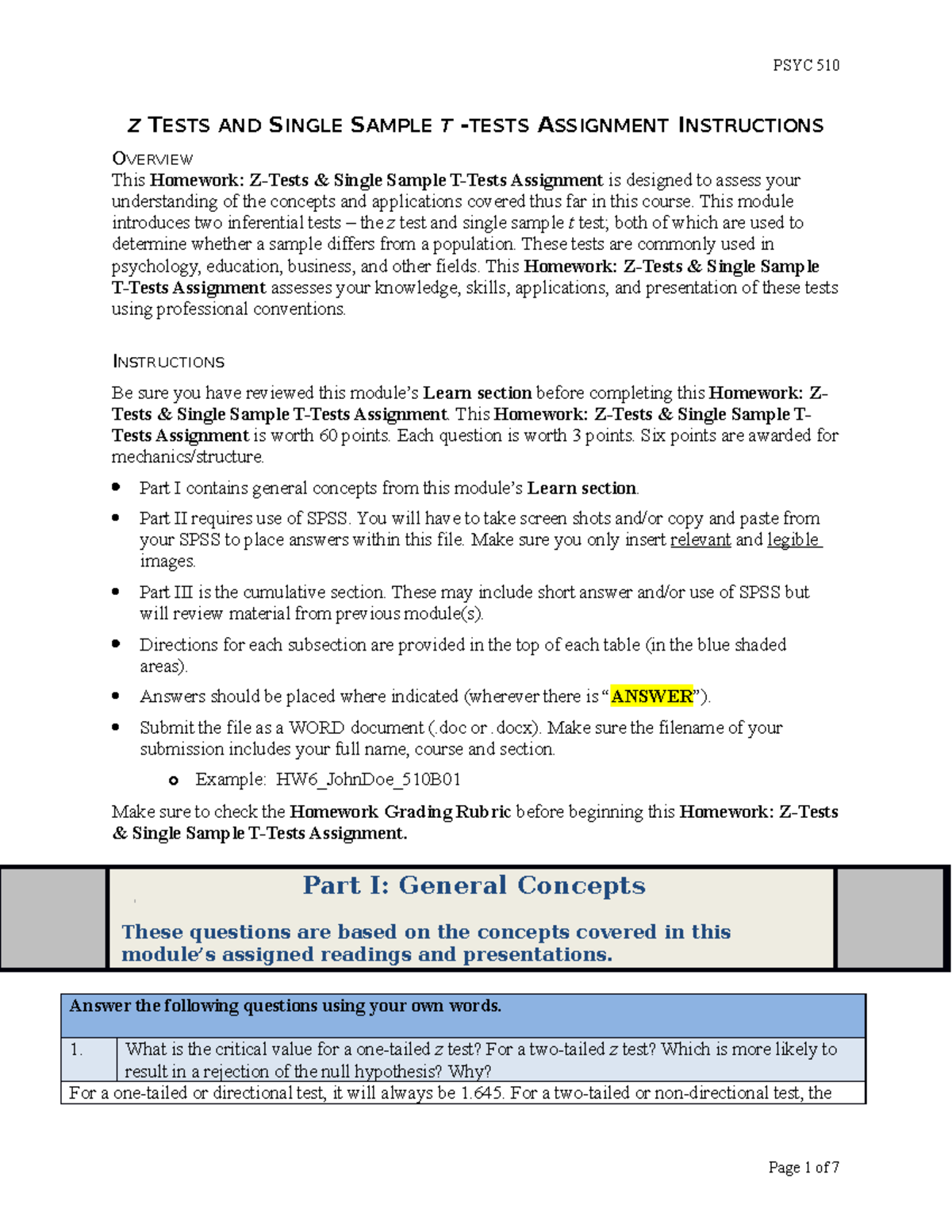HW6 Yvonne Sanders 510B01 - Z TESTS AND SINGLE SAMPLE T - TESTS ...