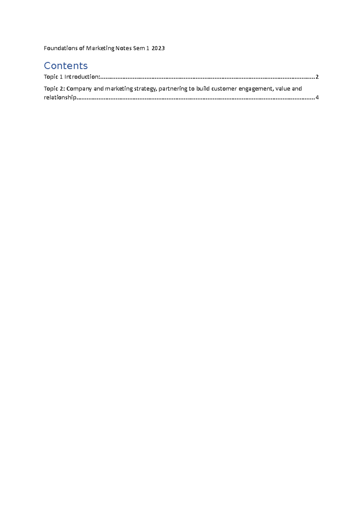 Foundations of Marketing Notes Sem 1 2023 - - Studocu