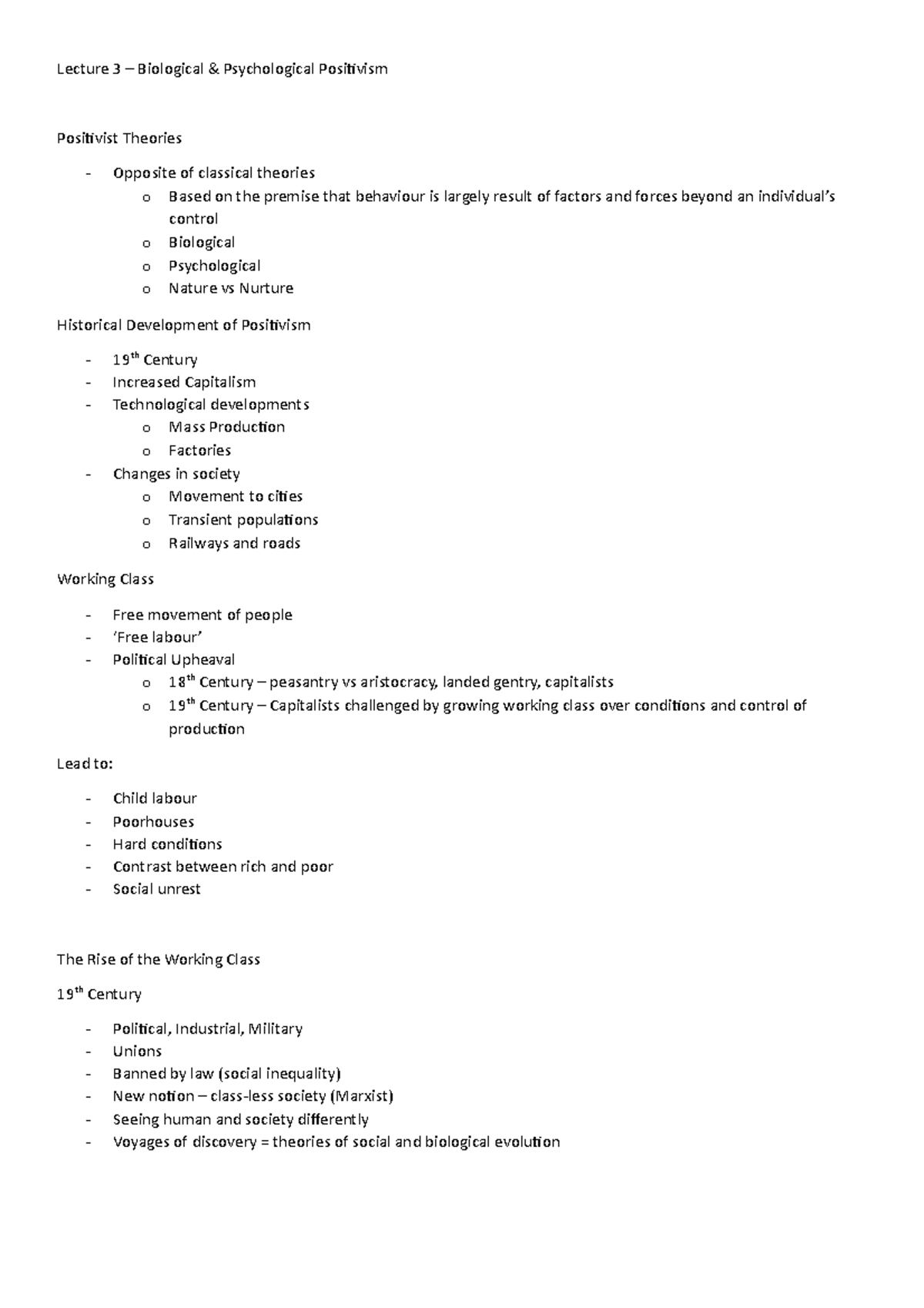 Lecture 3 - Positivism - Xanthe Mallett - Lecture 3 – Biological & Psychological Positivism ...