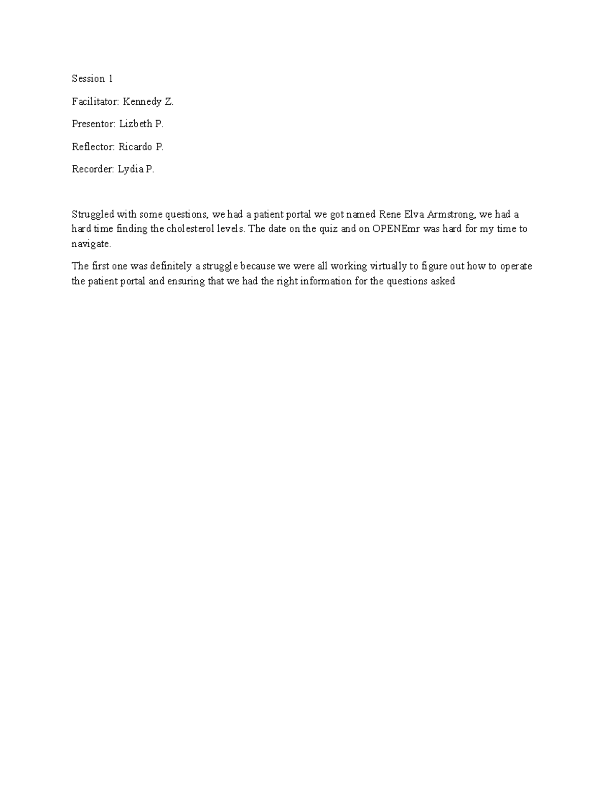 Recorder Notes Medical Terminology - Session 1 Facilitator: Kennedy Z ...