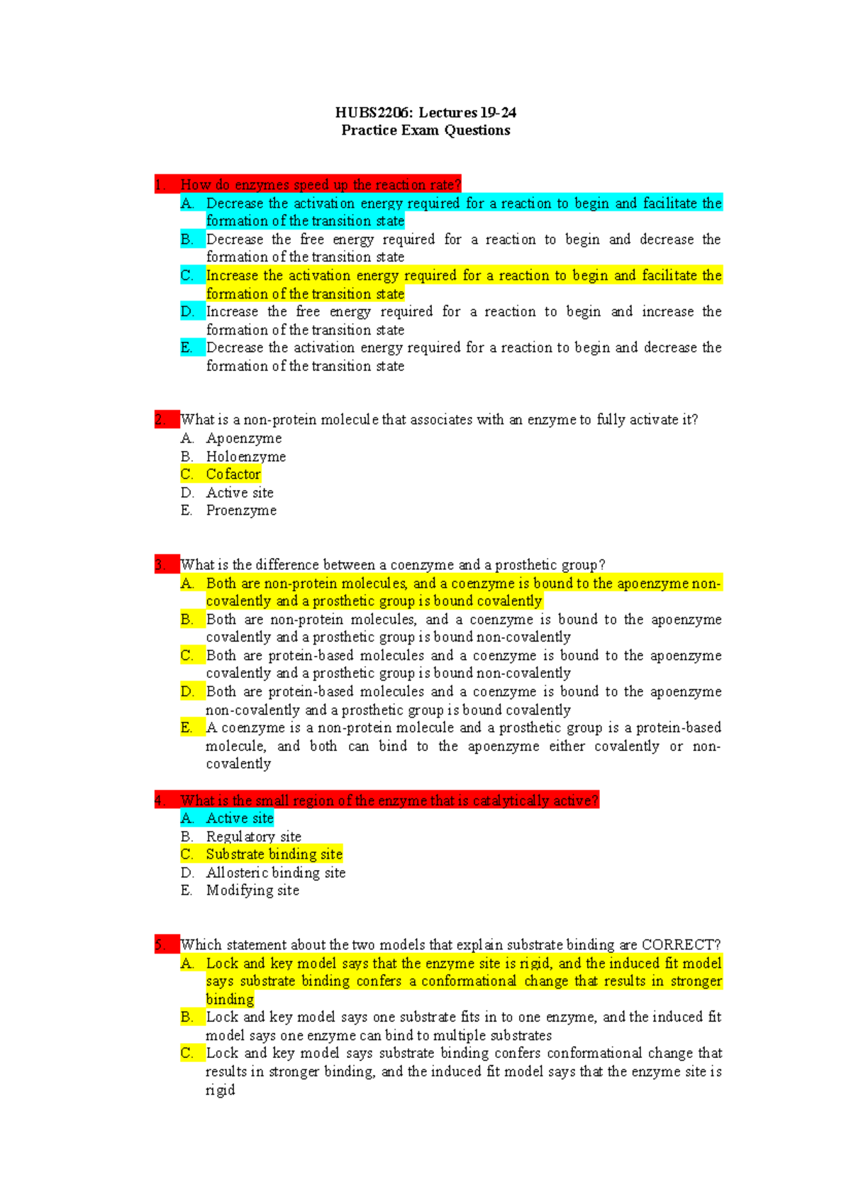 Lectures 19-24 Practice Exam Q - HUBS2206: Lectures 19- Practice Exam ...
