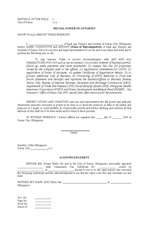 Annex F - notes - ANNEX “F” CERTIFICATION This is to certify that the ...
