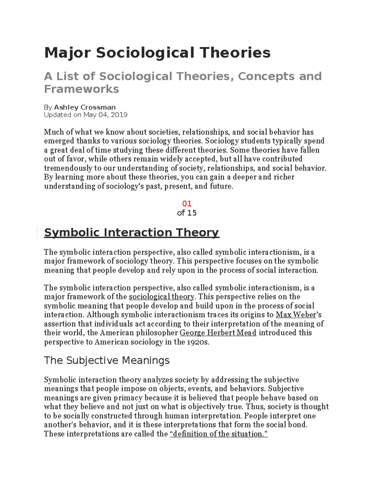 Major Sociological Theories - Sociology students typically spend a ...