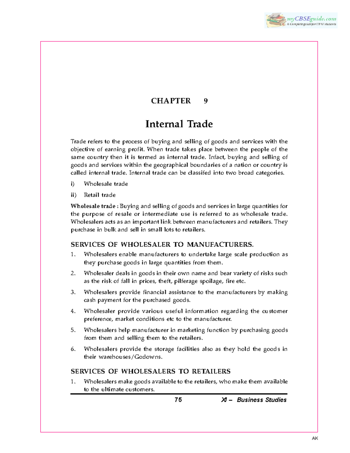 11 business studies notes ch09 internal trade 02 - 75 XI – Business ...