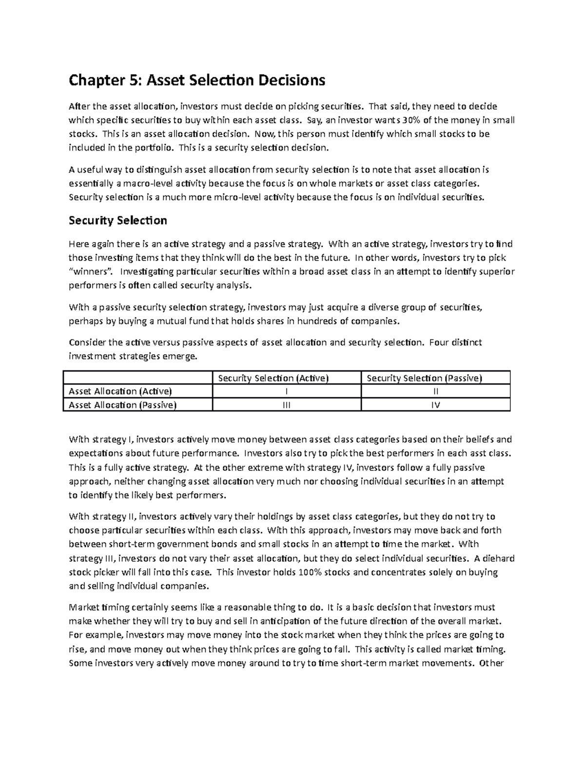 20F 4720 - 05 Asset Selection - Chapter 5: Asset Selection Decisions ...