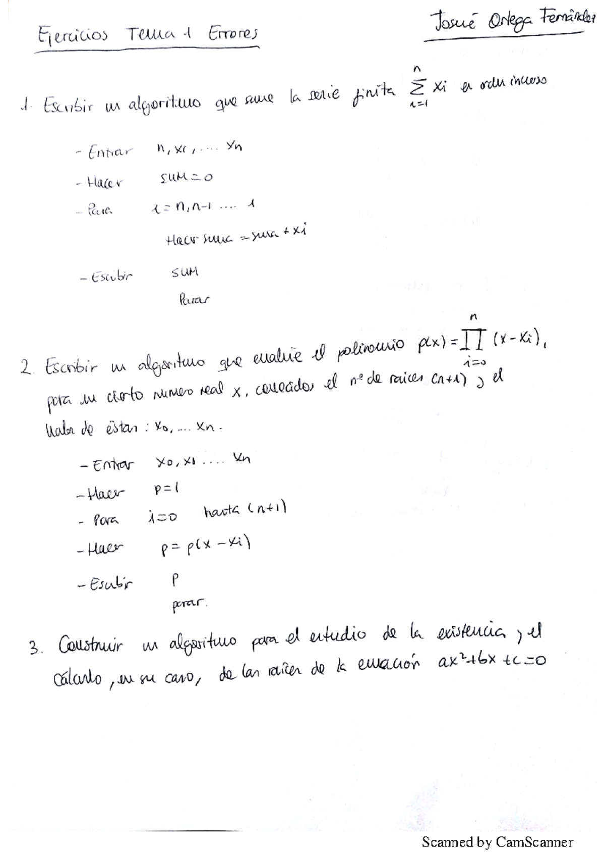 Ejercicios Tema 1 errores - Análisis Numérico - Studocu