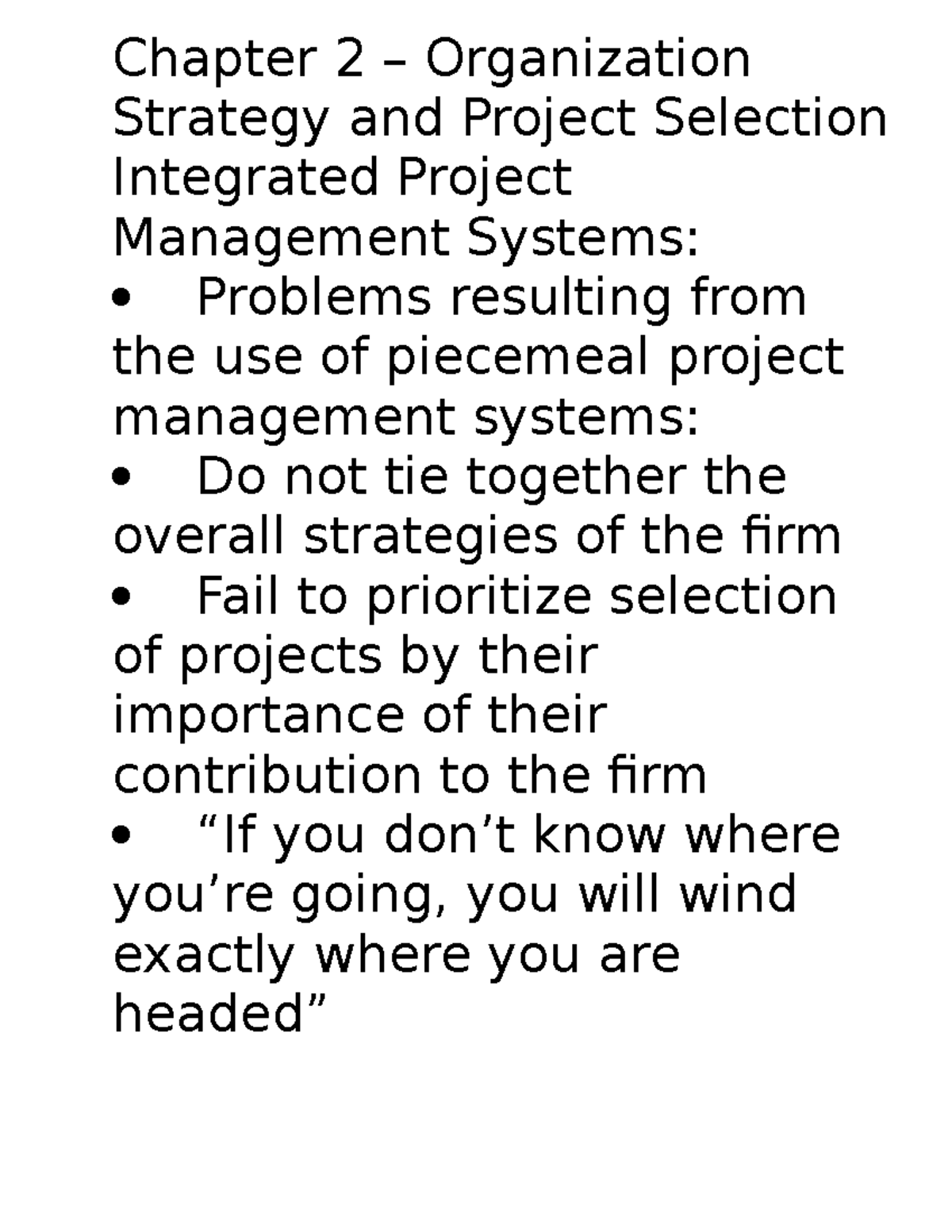 Organizational Strategy & Project Selection - Chapter 2 – Organization ...