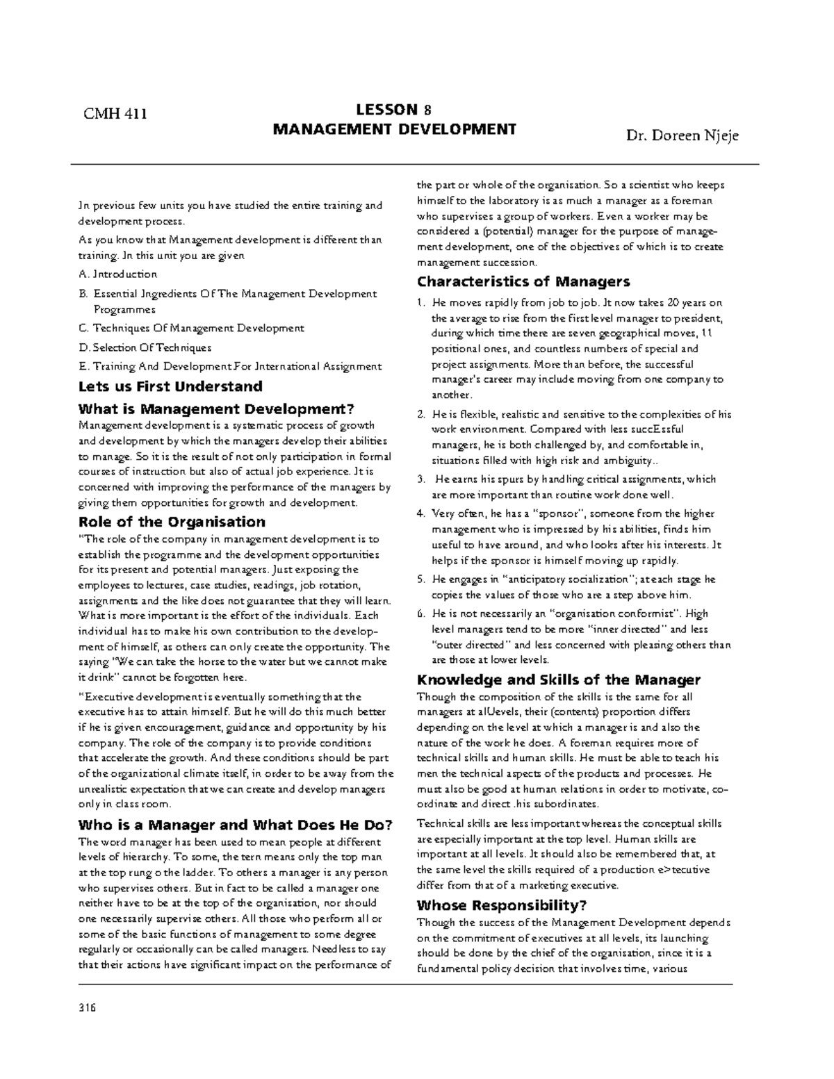 8- Management Development - In previous few units you have studied the ...
