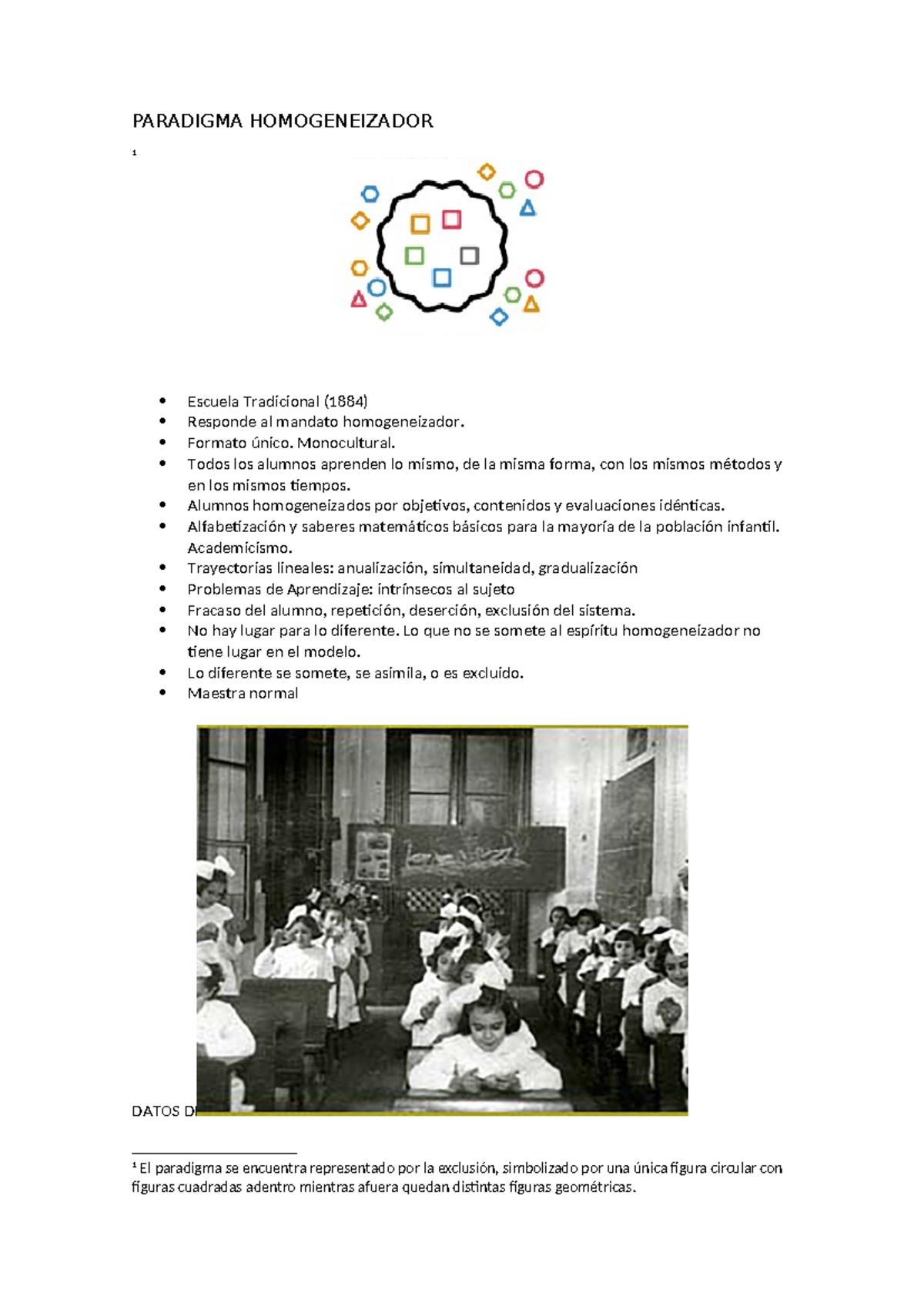 Paradigmas - PARADIGMA HOMOGENEIZADOR 1 Escuela Tradicional (1884 ...