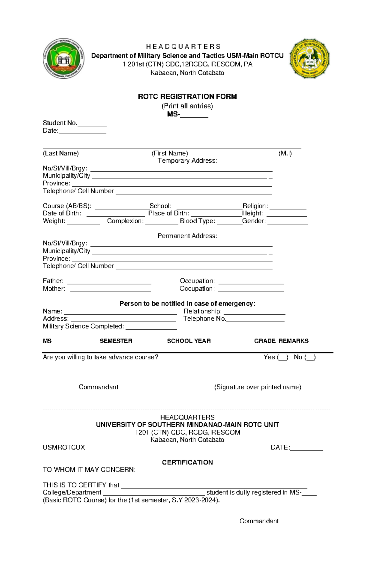 registration _reg-form - H E A D Q U A R T E R S Department of Military ...