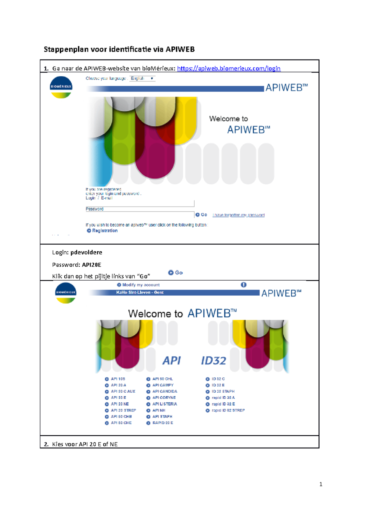 Stappenplan voor identificatie via Apiweb - Stappenplan voor ...