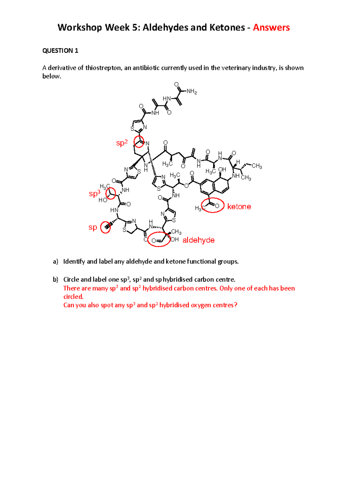 CHM1022 W5 worksheet answers - Workshop Week 5: Aldehydes and Ketones ...