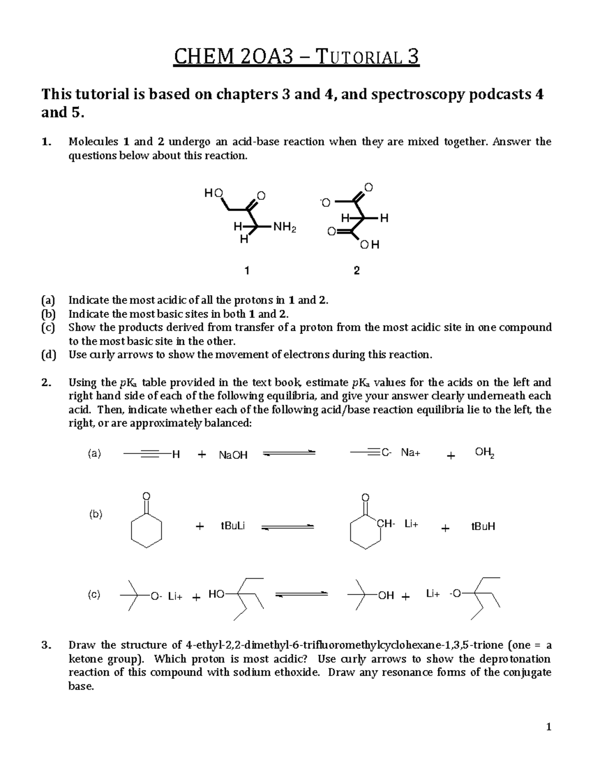 2OA3 Tutorial 3 Fall 2018 - 1 CHEM 2OA3 − TUTORIAL 3 This tutorial is ...
