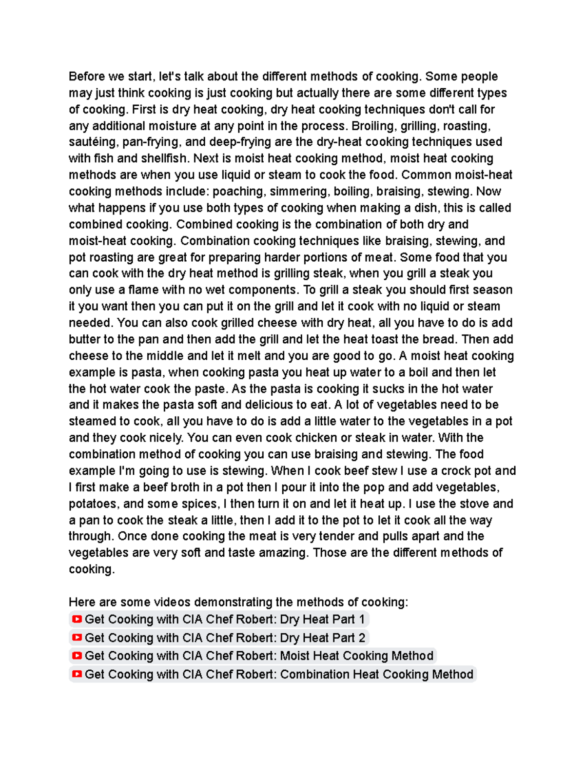 Cooking Methods - Different ways to cook food and how to properly have ...