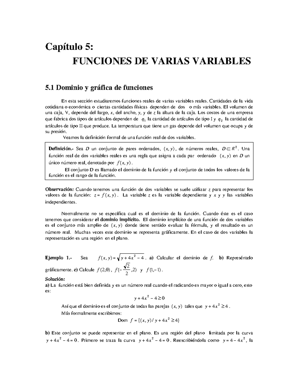 Funciones de Varias variables - Capítulo 5: FUNCIONES DE VARIAS ...