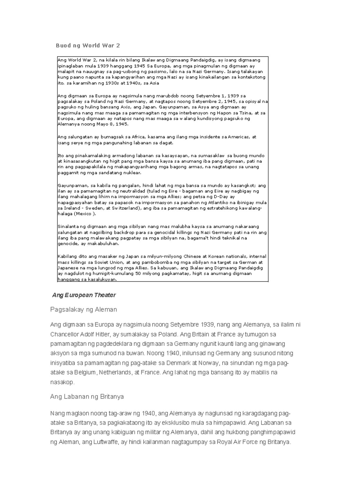 4 5933764062662890115 - Buod ng World War 2 Ang World War 2, na kilala ...