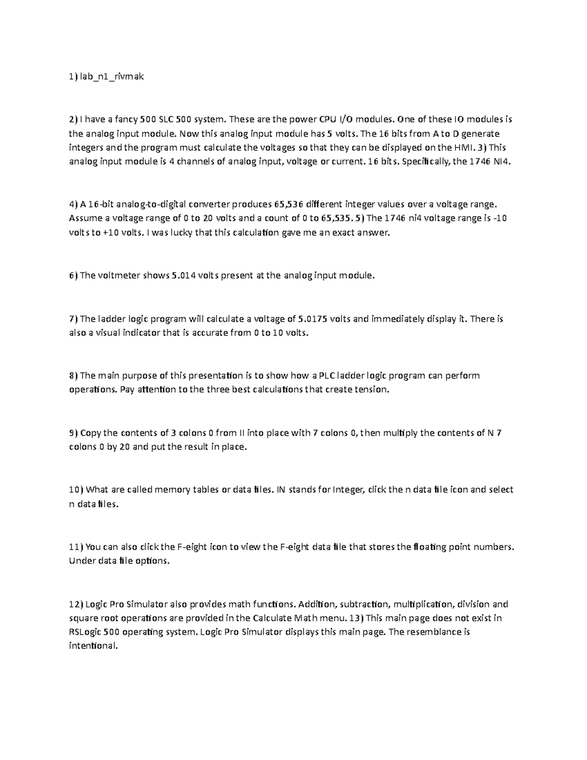 Lab n1 rivmak - lab notes - lab_n1_rivmak I have a fancy 500 SLC 500 ...
