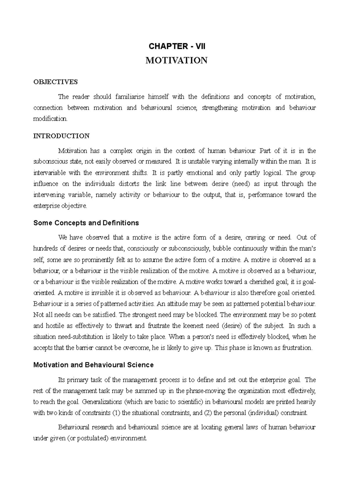 Chapter 7 - The reader should familiarise himself with the definitions ...