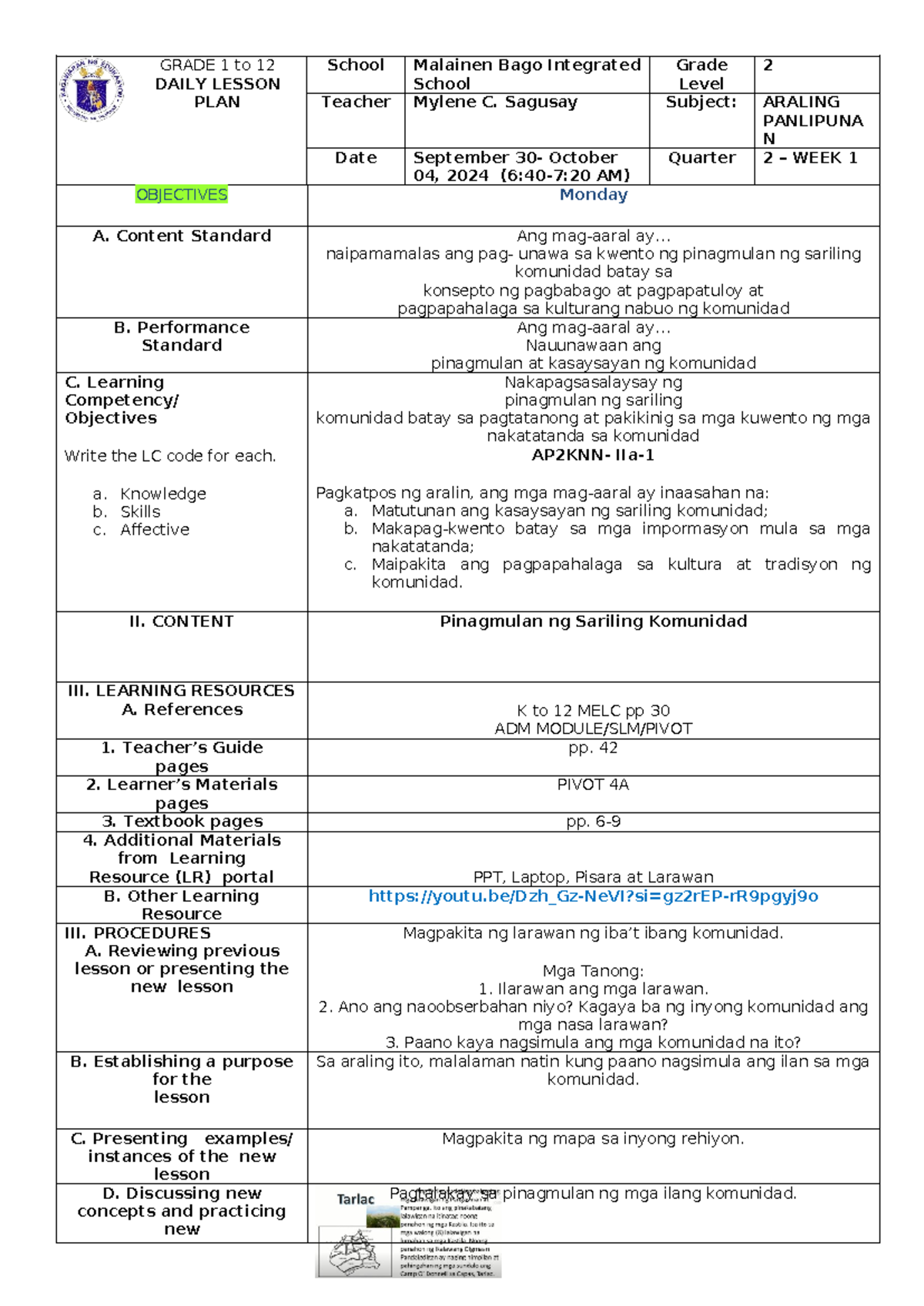 WEEK1 DLP AP DAY1 - SDJHASGD - GRADE 1 to 12 DAILY LESSON PLAN School ...