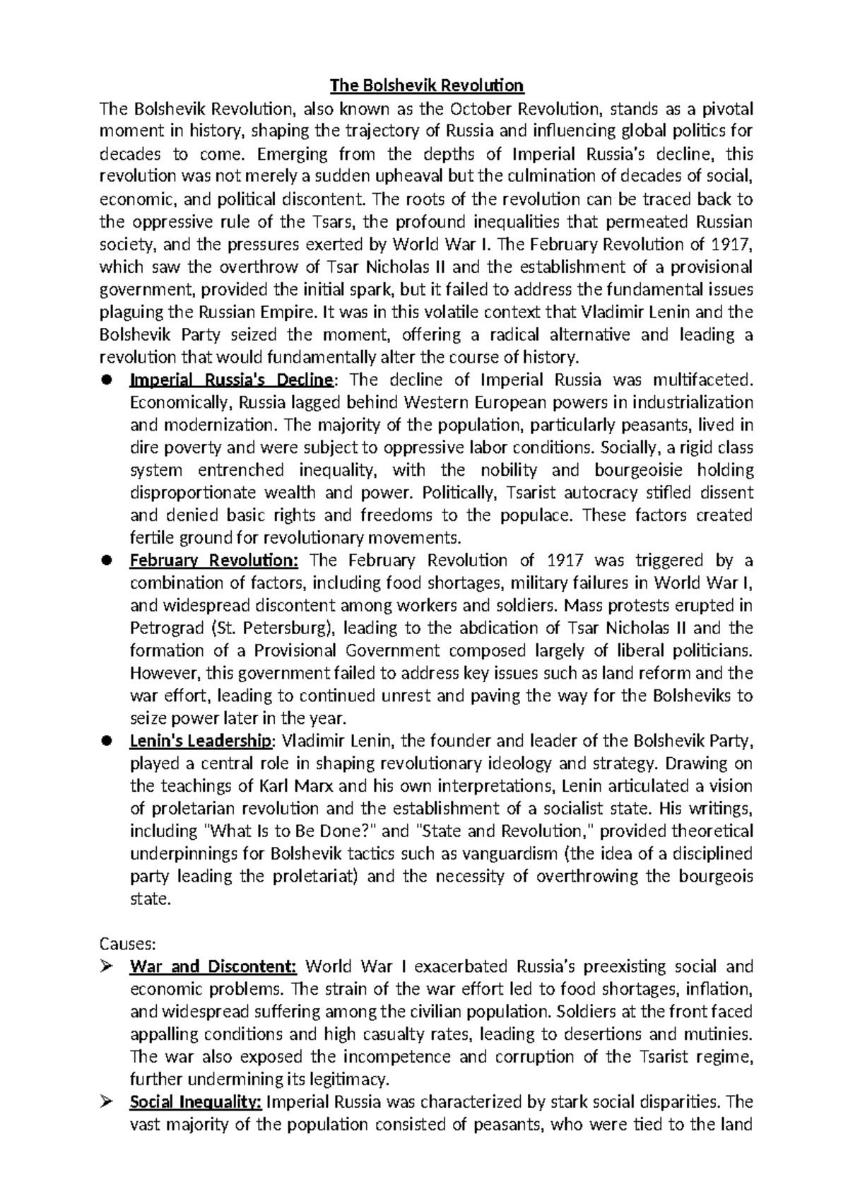 International Relations (Global Politics) - The Bolshevik Revolution ...