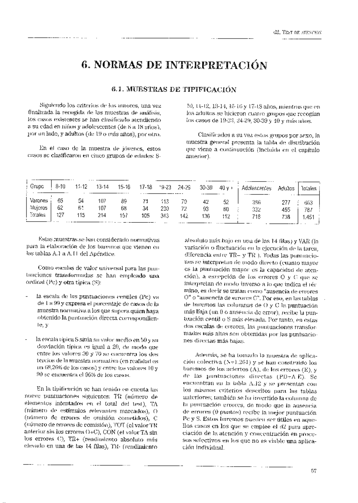 423260825-baremos-D2 - d2, TEST DE ATENCIÓN 6. NORMAS DE INTERPRETACIÓN ...