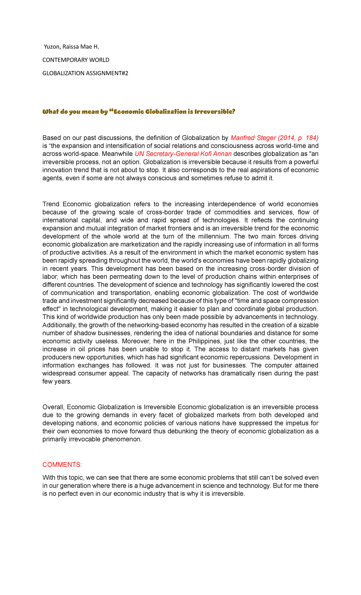 Yuzon Raissa MAE Gectcw-18 Assignment 2 - Yuzon, Raissa Mae H ...
