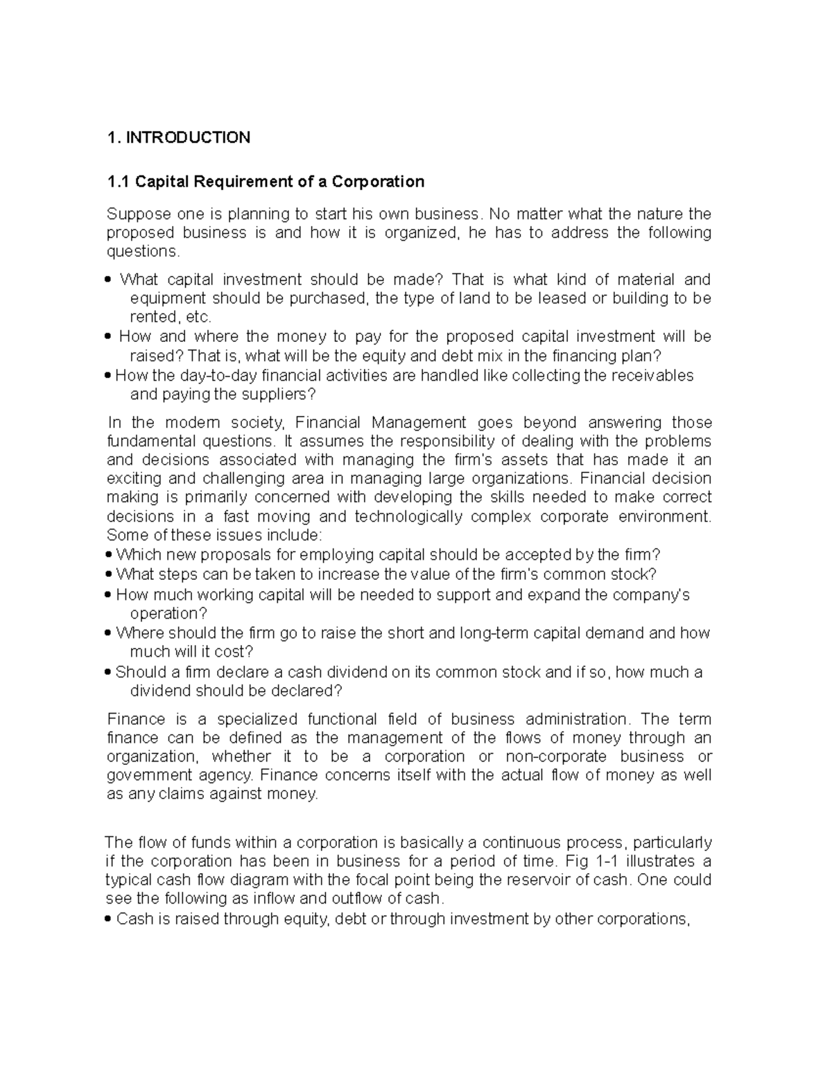 1 introduction to financial management - 1. INTRODUCTION 1 Capital ...