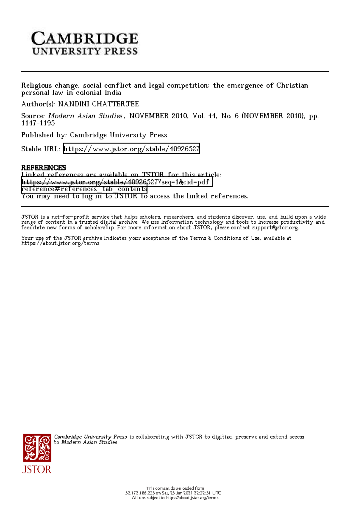 Nandini Chatterjee-Emergence of Christian Personal law in Colonial ...