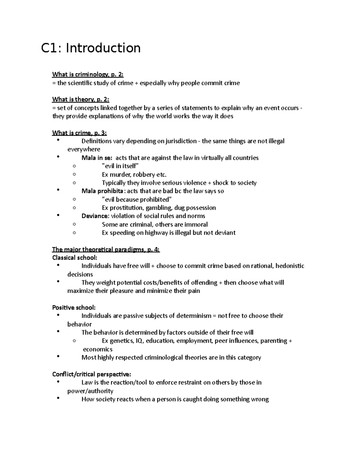 Chapter 1-9 - C1: Introduction What is criminology, p. 2: = the ...