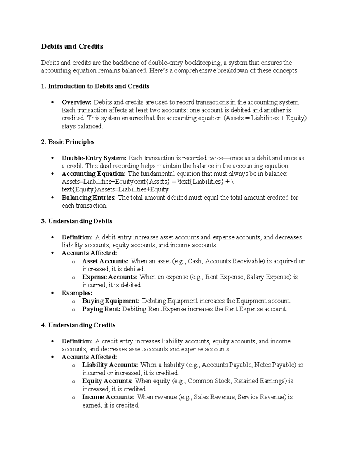 Debits and Credits - ACCT - Debits and Credits Debits and credits are ...