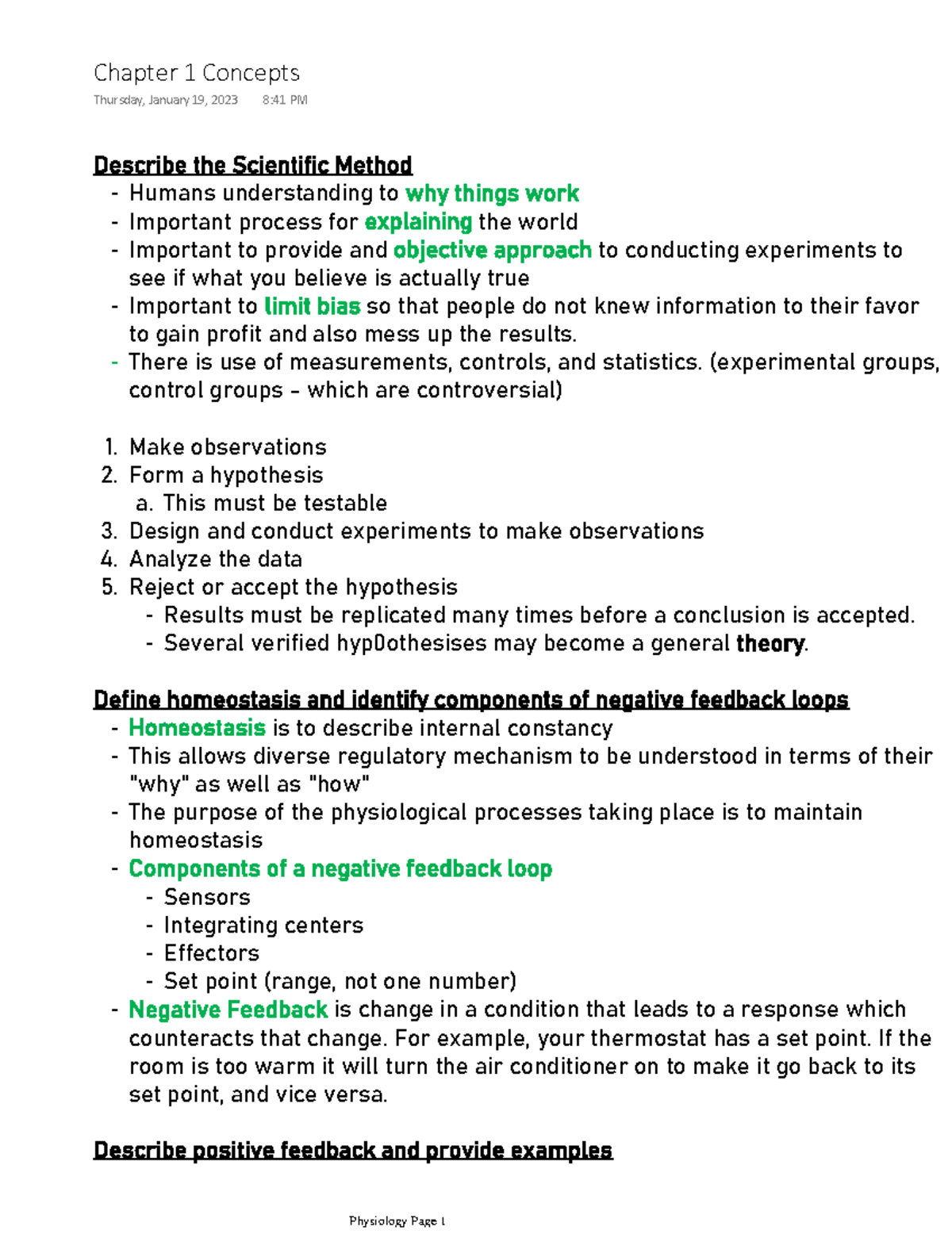 Chapter 1 Concepts - Describe the Scientific Method Humans ...